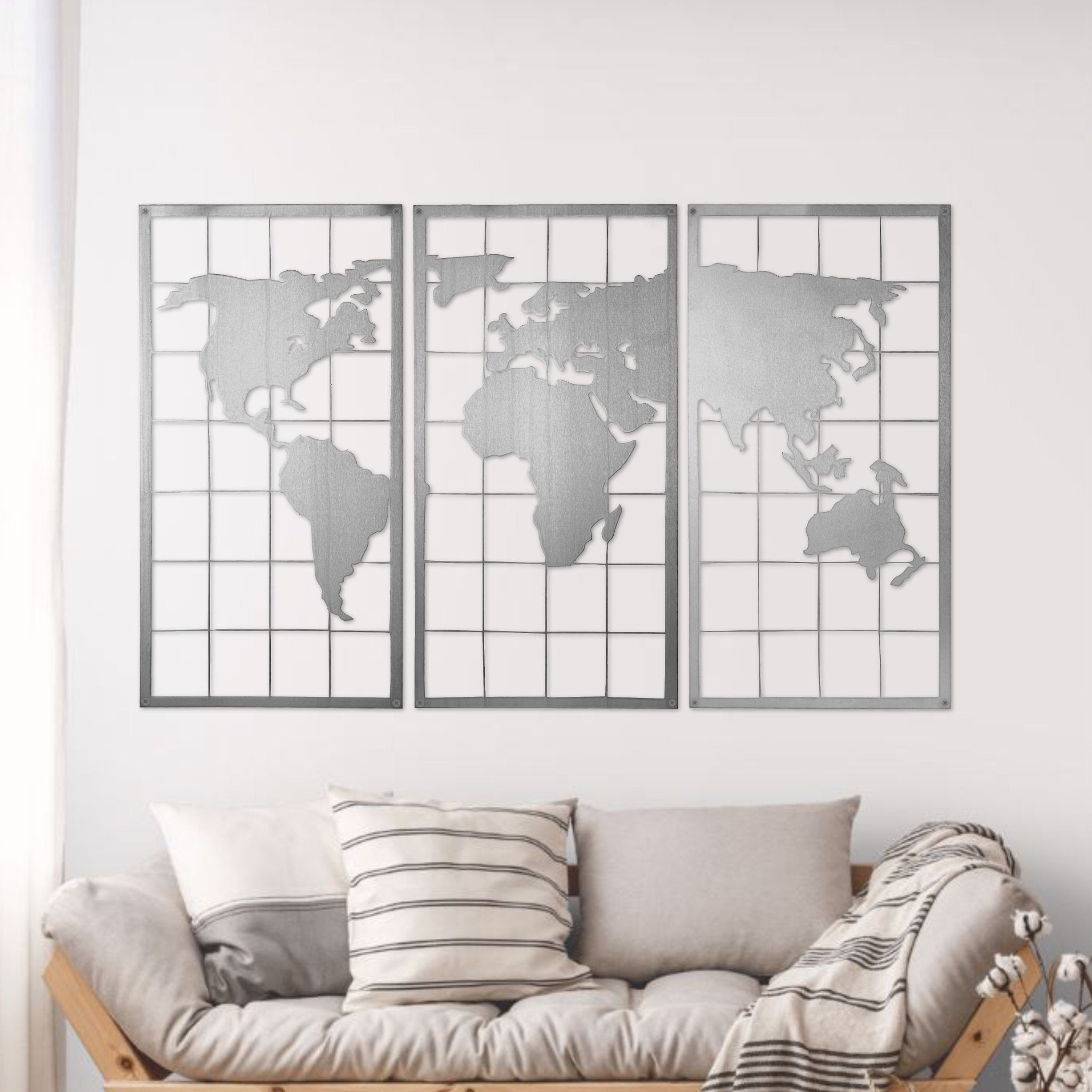 World Map Panels | Large Metal Wall Art – The Stainless Community